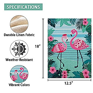 Summer Garden Flag Flamingo Welcome 12.5 x 18 Inch Vertical Double Sided Yard Outdoor Decoration