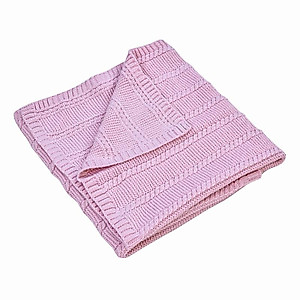 First Steps Baby Blanket and Beanie Set, Baby Girl Blanket Wrap, Infant Infant Travel Blanket and Cap with Wooden Hanger Included, Light Pink, 0-6 Months