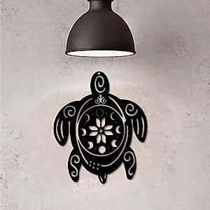 CREATCABIN Metal Sea Turtle Wall Art Sea Animal Beach Ocean Theme Wall Hanging Silhouette Sculpture Iron Sign for Indoor Outdoor Home Living room Kitchen Garden Office Decor Gift Black 12 x 10 Inch