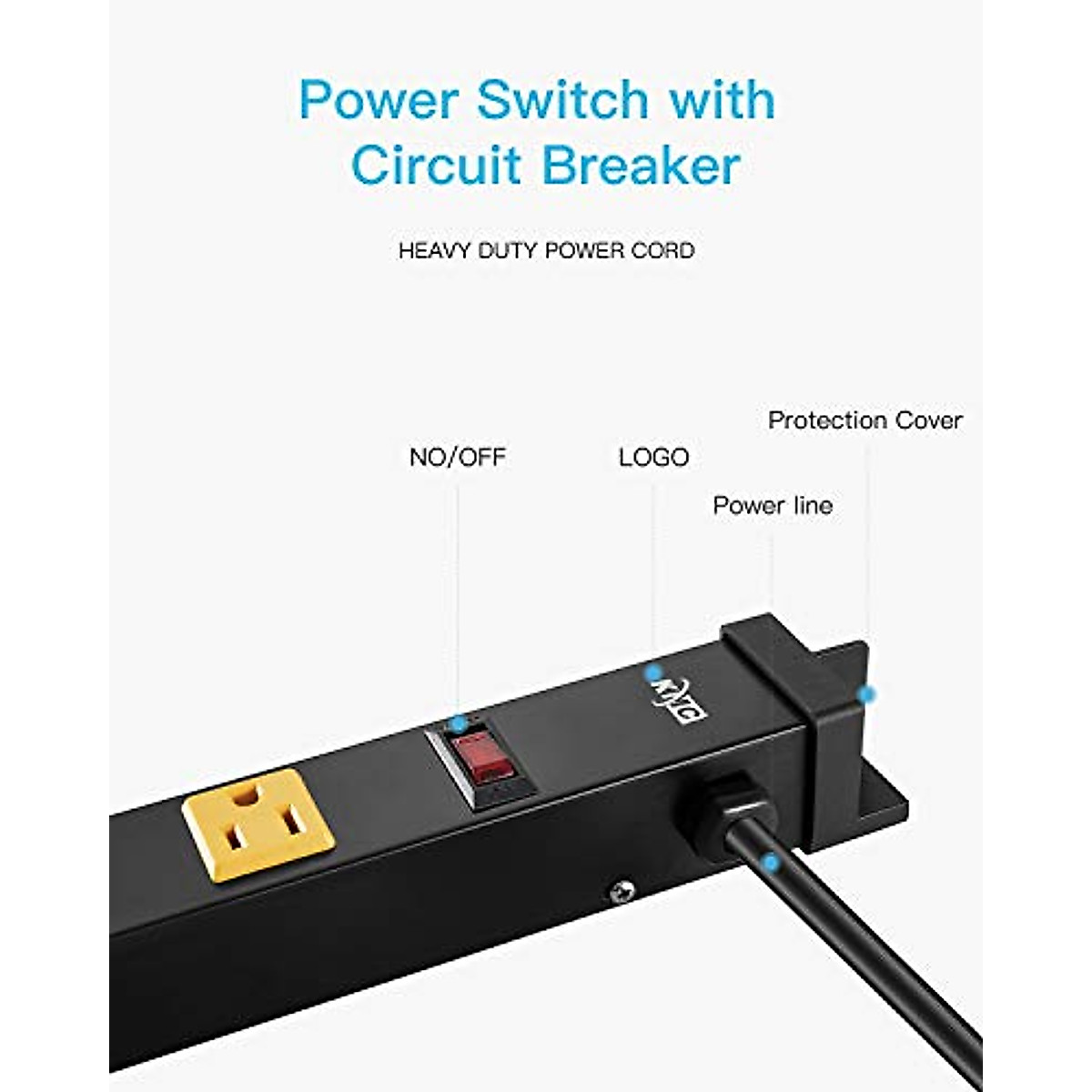 KMC 12 Outlet Heavy Duty Workshop Metal Power Strip with 3-Foot Long Extension Cord with Circuit Breaker, for Workshop and Industrial use, ETL Certified,Black