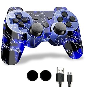 CFORWARD Wireless Controller, Game Controller Compatible for Play3 Controller, Wireless Bluetooth Gamepad with Charger Cable Thumb Grips