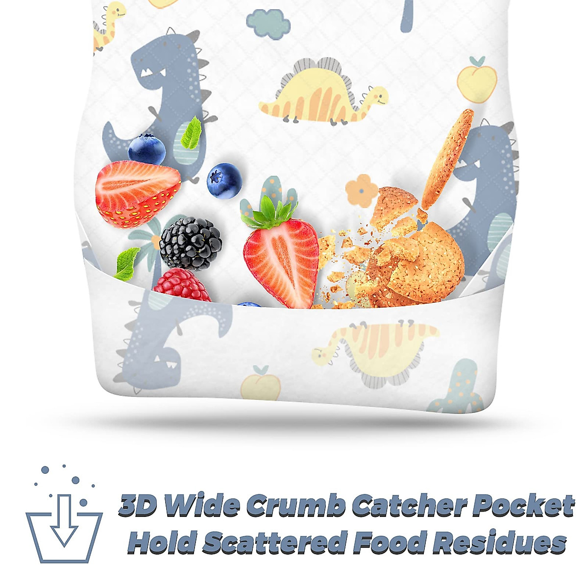 AutoTime Disposable Baby Bibs 8x13.7'' Large with Crumb-Catcher, Baby Travel Essential Reusable Fastener Baby Bibs for Boys Girls 20 Count Non-Woven Bibs for Toddler