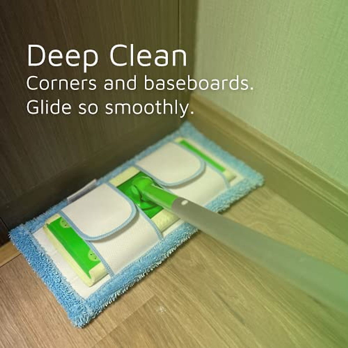 Reusable Mop Pad (UP to 100X) for Swiffer Sweeper Mop, 12.5'' Microfiber Mop Pad Refill Washable for Hard Floor Baseboard Cleaning, Wet/Dry Cleaning Pad, 4 Pack