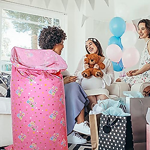 2 Pcs 70"x 40" Large Jumbo Gift Bag for Giant Gifts, Extra Big Plastic Present Bag for Huge Gifts Wrapping Bags with 2 Rolls Ribbons for Baby Shower Birthday Christmas Party Supplies (Fresh Style)