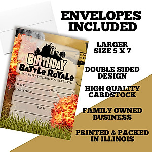 Explosion Fort Battle Video Gaming Birthday Party Invitations, 20 5x7 Fill In Cards with Twenty White Envelopes by AmandaCreation Video Gaming Party Supplies
