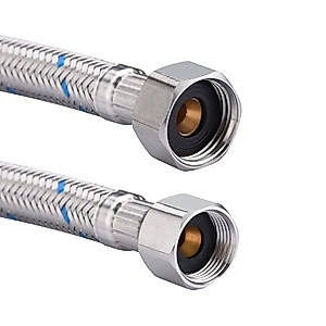 sumerain 48 Inch Length Faucet Flexible Hose 1/2-inch FIP x 3/8-inch Compression Braided Stainless Steel Supply Lines for Bathroom Faucet, Pack of 2