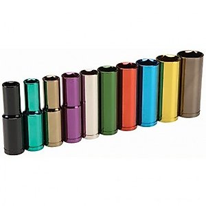 10 Piece 3/8" Drive SAE Deep Wall Color Coded Socket Set