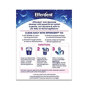 Efferdent Retainer & Denture Cleaner Tablets and Dental Bath, 4 Tablets (Pack of 3)