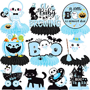 Halloween Honeycomb Centerpieces Halloween Baby Shower Decorations for Boy Halloween Ghost Boo Theme Table Centerpieces for Halloween A Baby is Brewing Party Pumpkin Bat Witch Theme Party Supplies