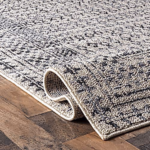 nuLOOM Elodie Distressed Diamonds Area Rug, 4' x 6', Light Grey