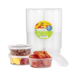 TashiBox [8 oz-50 Sets Plastic food storage containers with lids airtight, BPA Free, Microwave/Dishwasher/Freezer Safe/