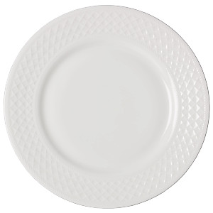 Mikasa Patterson Vegan Bone China Chip Resistant 12 Piece Dinnerware Set, White, Ashlyn, Service for 4