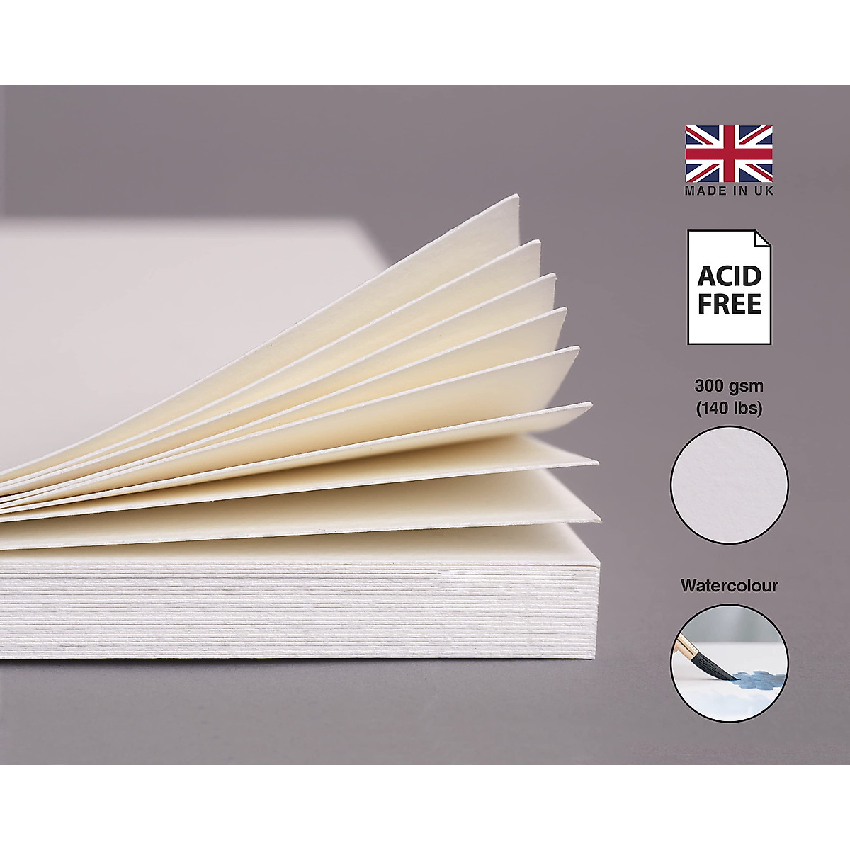 Watercolor Paper Artist Art Pad 35 Sheets, 140lb/300 GSM, Glue Bound, Acid Free, Cold Pressed for Artists Drawing and Sketching Techniques, Made in UK