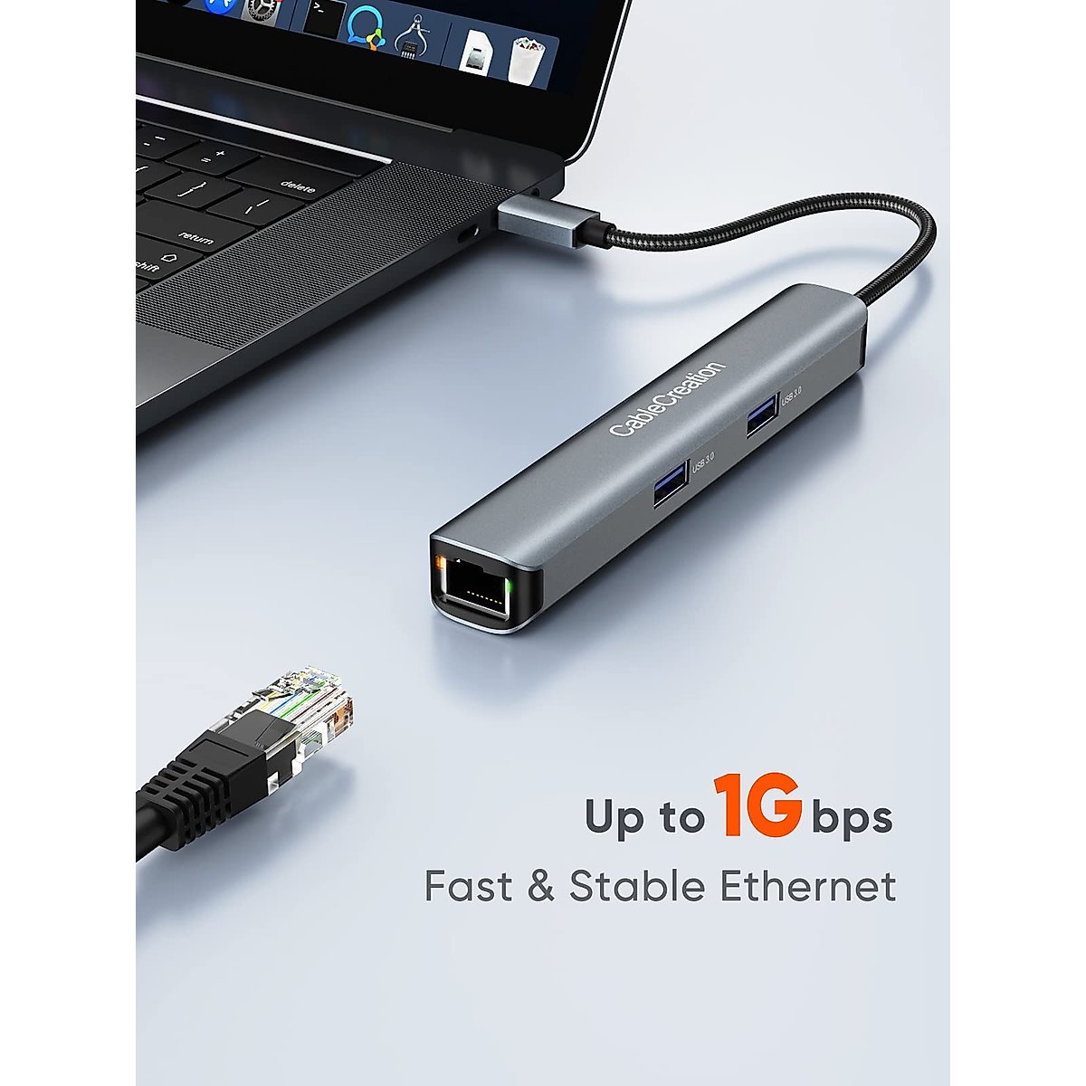 CableCreation 6-in-1 USB-C Hub/Multiport Adapter with 4K 60HZ HDMI, USB C Data Port, 1Gbps Ethernet, 100W Power Delivery, 2 USB 3.0 Port, for MacBook Pro Air M1, iPad Pro Air 2022-2018, XPS