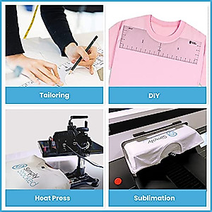 Simply Stocked Tshirt Ruler Guide for Vinyl Alignment - 4 Pcs of PVC T Shirt Rulers to Center Designs for Heat Press - 17.5, 16, 12 and 10 Inch Guides for T-Shirts of All Sizes (Transparent)
