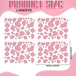 184 Pcs Cow Print Stickers, Adhesive Wall Stickers Cow Print Vinyl Art Decal Removable Wall Decor Waterproof Animal Design Decals for Bedroom Living Room Nursery(Pink)