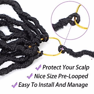 Faux Locs Crochet Hair 24 inch Soft Locs for Butterfly Locs Crochet Hair for Black Women New Faux Locs Pre Looped Curly Wavy Braiding Hair Extension (6 Packs,1B)