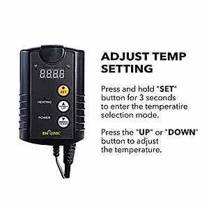 BN-LINK Digital Heat Mat Thermostat Controller for Seed Germination, Reptiles and Brewing Breeding Incubation Greenhouse, 40-108°F, 8.3A 1000W ETL Listed