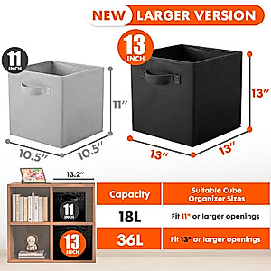 ShellKingdom Storage Bins, Foldable Fabric Storage Cubes And Cloth Storage Organizer Drawer For Closet And Toys Storage, 13 X 13 X 13 INCH, 2 Pack (Black)