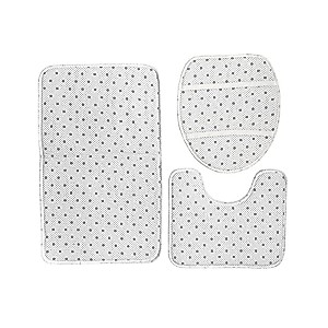 WREWING Anti Slip Bath Mats for Bathroom, Red Christmas Tree Bath Mat Set of 3 Bathroom Rugs/Contour Mat/Toilet Cover, Flannel PVC Bathroom Rugs Set for Christmas Bathroom Decor