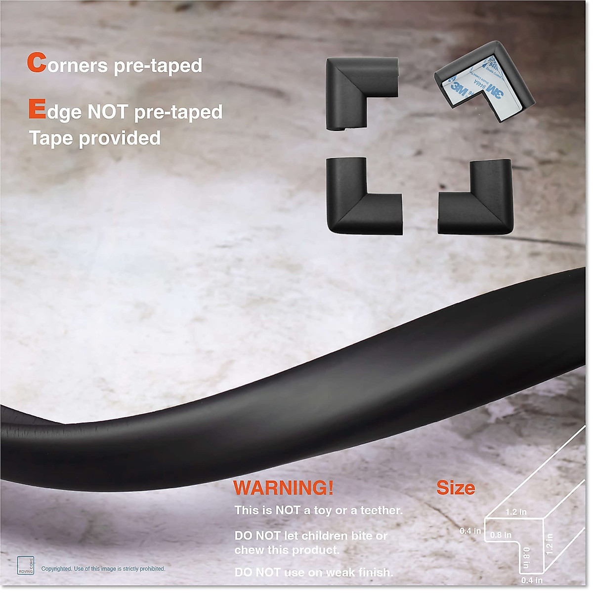 18ft Edge 16 Corners - Bundle & Save - RovingCove HeftyFit Edge Corner Guards (18ft Edge 8 Corners, Onyx Black) + RovingCove HeftyFit Corner Guards (8 Corners, Onyx Black)