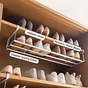 generic Shoes Storage Rack,Carbon Steel Retractable Under Hanging Layered Space-Saving Shoe Tray Hanging Basket Multi-Purpose Cabinet Class Shelves(White), AM0XDM0L07TUS