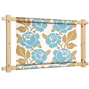 Needlepoint Embroidery Tapestry Scroll Frame Cross Stitch Frame Wooden Needlepoint Stretcher Frame Wood Needlework Frame Quilting Hoop Stand Stitching Needlepoint Holder Tool for Sewing, 12 x 21 Inch