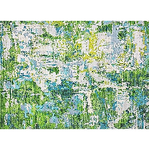 Area Rug Living Room Rugs - 8x10 Washable Large Modern Abstract Soft No Slip Indoor Rug Thin Floor Carpet for Bedroom Under Dining Table Home Office Decor - Green