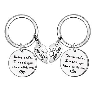 Drive Safe Keychain Set Couple Gift I need you here with me Keyring for Mom Dad Girlfriend Boyfriend Gift (442)