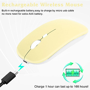 UrbanX 2.4GHz & Bluetooth Mouse, Rechargeable Wireless Mouse for Huawei MatePad 5G Bluetooth Wireless Mouse for Laptop/PC/Mac/Computer/Tablet/Android RGB LED Rose Gold