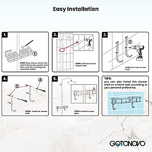 gotonovo Bathroom Shower Shelf Wall Mount Solid Brass Essential Shower Rack Single Pack One Layer Antique Brass Bathroom Shower Rack Basket Arm Mount Shower Storage