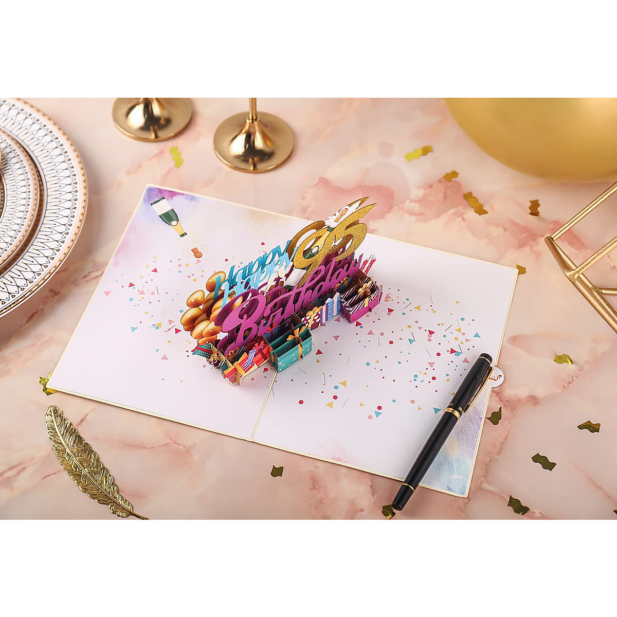 Liif Happy 95th Birthday 3D Pop Up Card, 95 Birthday Card for Women, Men, Mom, Dad