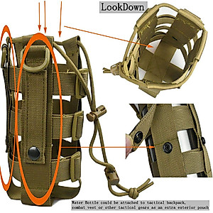 Minimalist Adjustable MOLLE Water Bottle Holder Kettle Pouch Belt Bottle Carrier for 17-42 Oz Water Bottle (Coyote Brown)