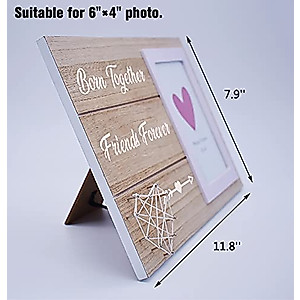 Twin Baby Picture Frame Gift for New Mom Dad Couple - Photo Frame Gift for Dad Mom Of Twins - Born Together Friends Forever - Twins Baby Gift for Mother Father