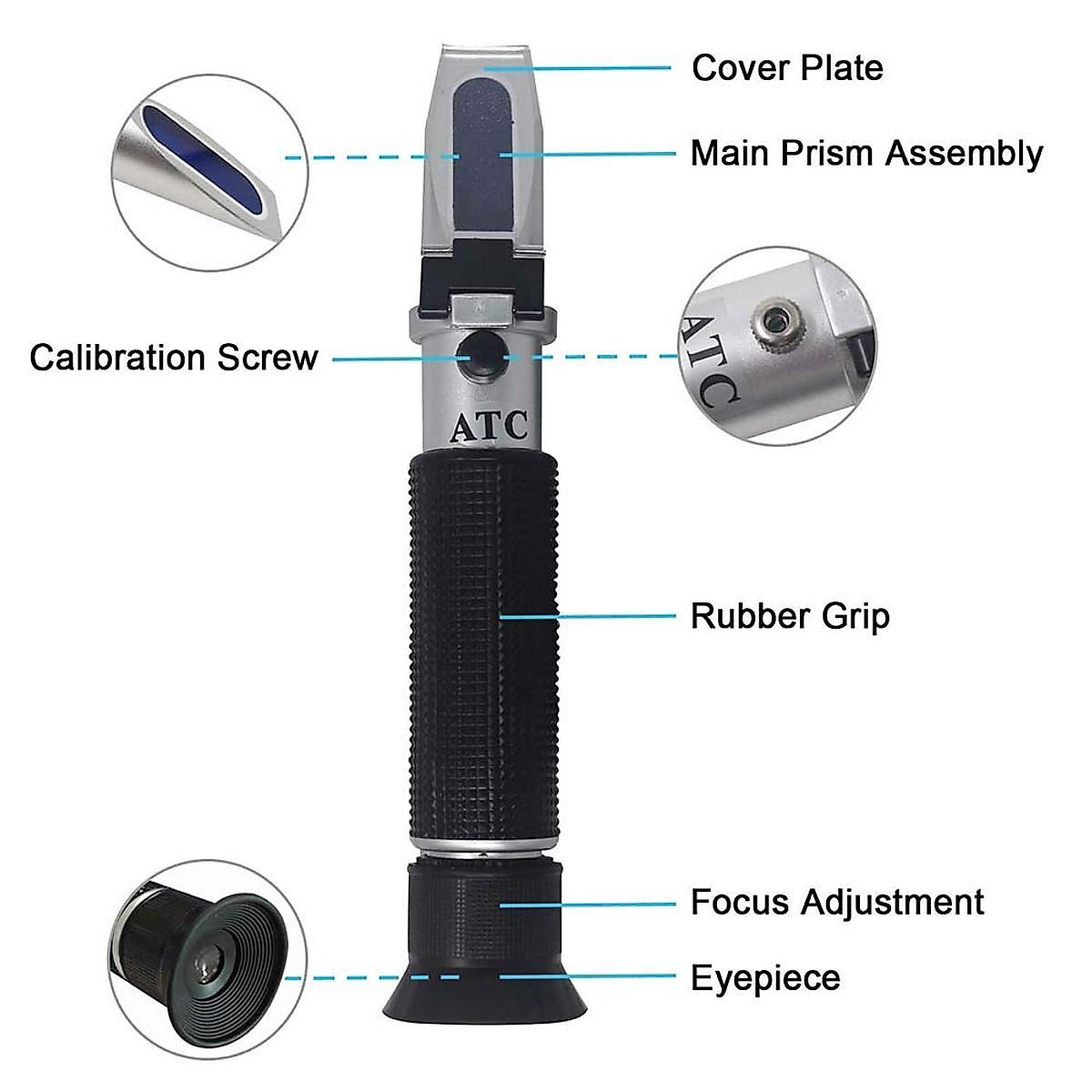 Abuycs High Proof Alcohol Refractometer, ATC Alcohol Refractometer with 0-80% Alcohol Measurement Range for Liquor and Spirits. High Accuracy ±1% Alcohol Refractometer for Whiskey, Brandy, Vodka, etc.