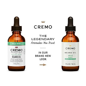 Cremo Beard Oil, Revitalizing Wild Mint, 1 fl oz - Restore Natural Moisture and Soften Your Beard To Help Relieve Beard Itch