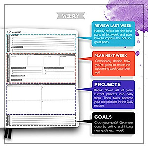Panda Planner Pro - Best Daily Planner - Boost Happiness & Productivity - 6 Month Undated - Guaranteed Organization - Purple 8.5 x 11" Large Planner