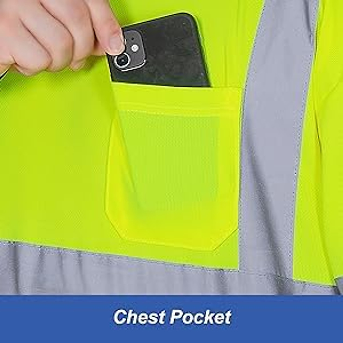 L&M Hi Vis Class 3 T Shirt Reflective Safety Lime Orange Short Long Sleeve HIGH Visibility, Black Bottom (Lime_L, X-Large)