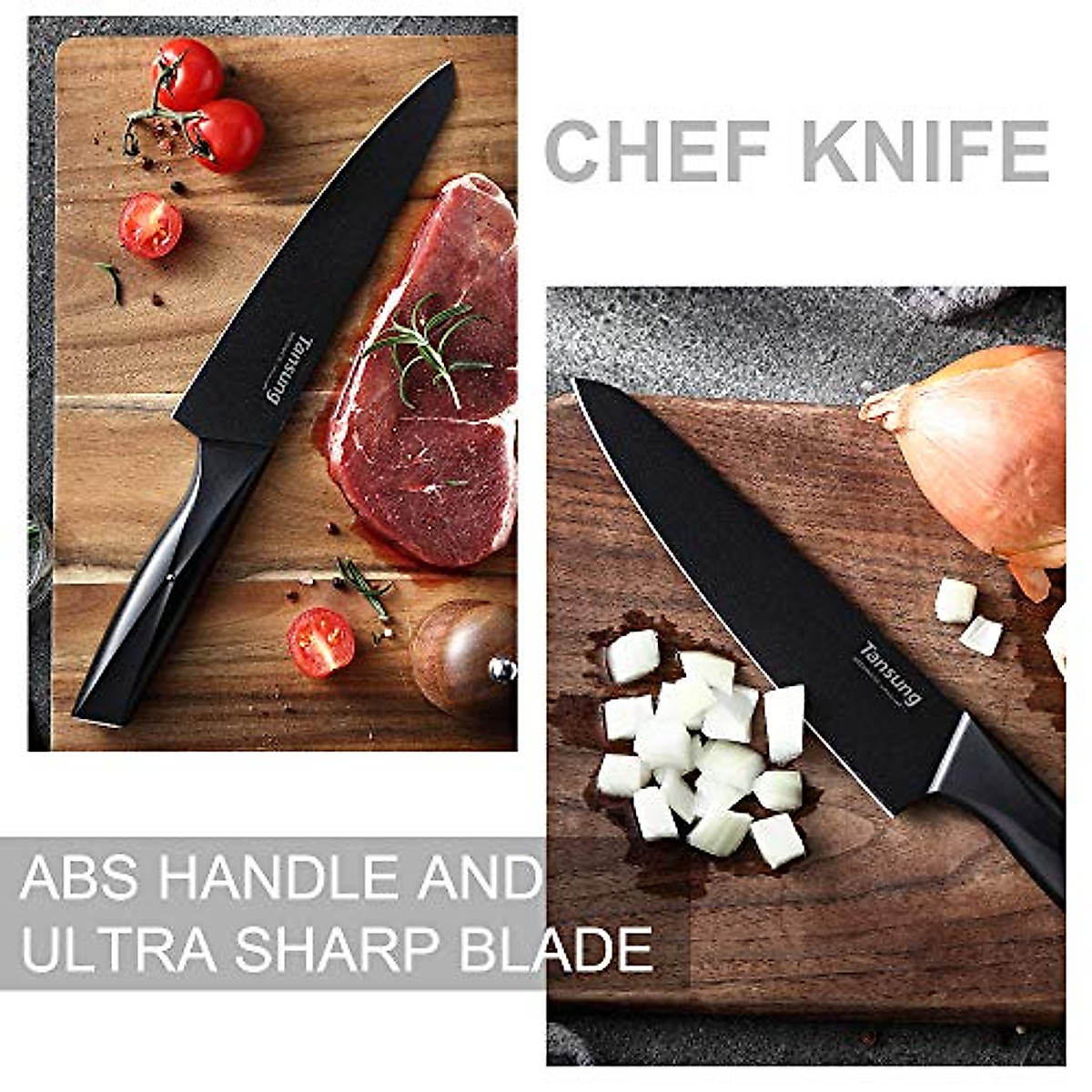 TANSUNG Chef Knife 8" Pro Kitchen Knife Ultra Sharp Cutting Cooking Knife with Durable Stainless Steel Nonstick Blade Ergonomic Handle Protective Sheath for Home Gourmet Restaurant Cooker Gift