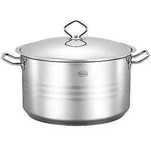 Alpine Cuisine 6.3-Quart Stainless Steel Dutch Oven with Lid & Easy Cool Handle, Food Grade Stainless Steel Heavy Duty, Commercial Grade Healthy Cookware kitchen Dutch oven, Dishwasher Safe