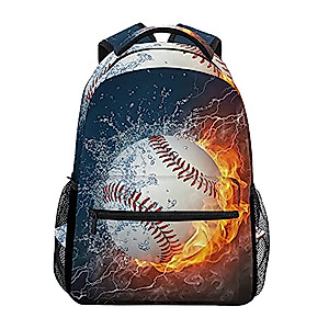 Kcldeci Baseball Kids Backpack for Boys Girls , Baseball School Backpacks Bookbag Elementary School Bag Book Bag Daypack Travel Bag