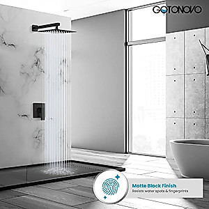 gotonovo Rain Shower System Matte Black 10 Inch Shower Head Bathroom Luxury Mixer Shower Complete Combo Set Singe Handle Wall Mounted