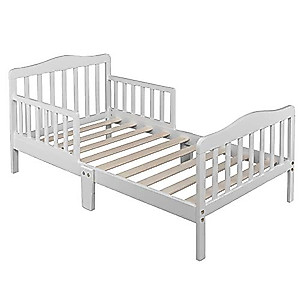 Kcelarec Wooden Bed,Kids Bedroom Furniture Bed with Safety Guardrails (White)