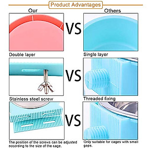 kahson Crate Dog Bowl, Removable Stainless Steel Food & Water Bowls Hanging Pet Cage Coop Cup for Puppy Cat Birds Rabbits(2 Pack)