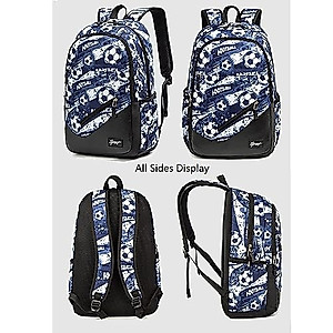ETAISHOW Football-Print Backpack for Boys Elementary Middle School Soccer Backpack for Kids School Bag for Teens