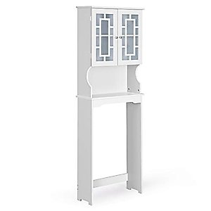 Giantex Over-The-Toilet Storage Spacesaver, Bathroom Organizer with Cabinet and Shelf, Above Toilet Standing Rack (White)
