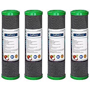 Lafiucy 5 Micron 10"x2.5" Coconut Shell Activated Carbon Water Filter, CTO,4 Pack,Compatible with Home Under-Sink & Countertop Filtration System