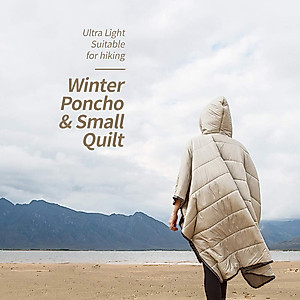 Gaorui Winter Poncho Coat Outdoor Camping Warmth Small Quilt Blanket Water-resisitant Sleeping Bag Cloak Cape with Hat for Adult (Purple)