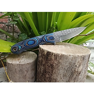 KNIVES KING 7" Handmade Fixed Blade Pointed Cowboy Skinner/Hunting knife with Leather Sheath, Farrier Rasp Steel Razor Sharp Blade and Hrd wood Handle for Hunting, Bushcrafting, Camping and Hiking.