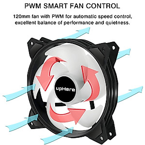 upHere Long Life 120mm PWM 4-Pin High Airflow Quiet Edition Rainbow LED Case Fan for PC Cases, CPU Coolers, and Radiators 3-Pack,(PF120CF4-3)